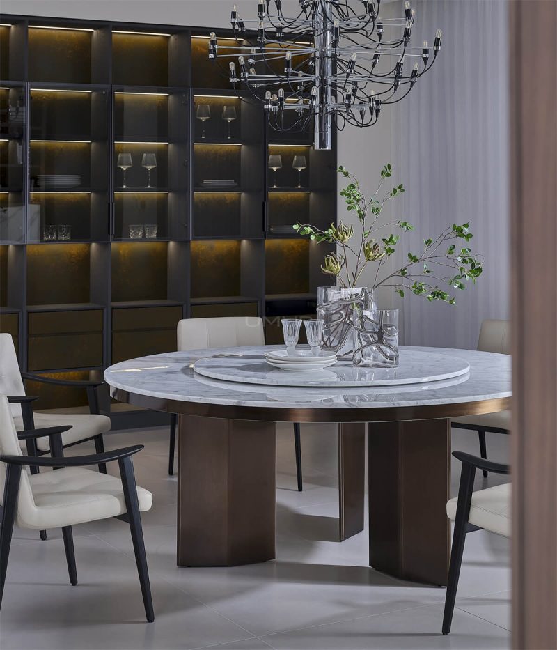 Italian Design Modern Luxury Round Nature White Marble Dining Table ...